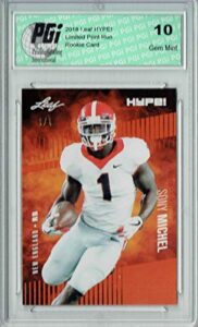 sony michel 2018 leaf hype! #7a masterpiece true 1 of 1 rookie card pgi 10 - leaf football cards