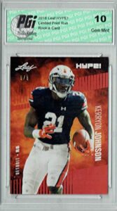 kerryon johnson 2018 leaf hype! #14 limited to 5 made rookie card pgi 10 - leaf football cards