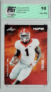 sony michel 2018 leaf hype! #7a sp, limited to 5 made rookie card pgi 10 - leaf football cards