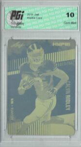 calvin ridley 2018 leaf hype! #8 rare plate 1 of 1 rookie card pgi 10 - football slabbed rookie cards