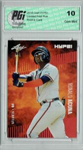 ronald acuna 2018 leaf hype! #1a sp, limited to 5 made rookie card pgi 10 - leaf baseball cards