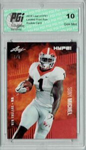 sony michel 2018 leaf hype! #7 jersey #1/5 rookie card pgi 10 - leaf football cards