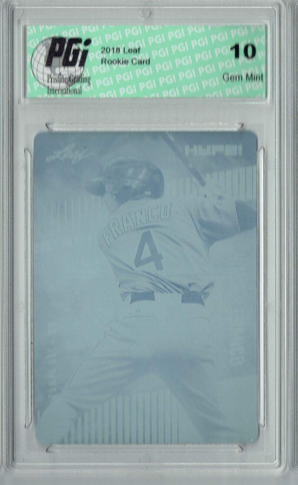 Wander Franco 2018 Leaf HYPE! #2A Rare Cyan Plate 1 of 1 Rookie Card PGI 10 - Baseball Slabbed Rookie Cards