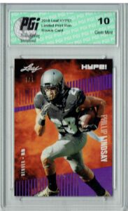 phillip lindsay 2018 leaf hype! #12 blank back 1 of 1 rookie card pgi 10 - leaf football cards