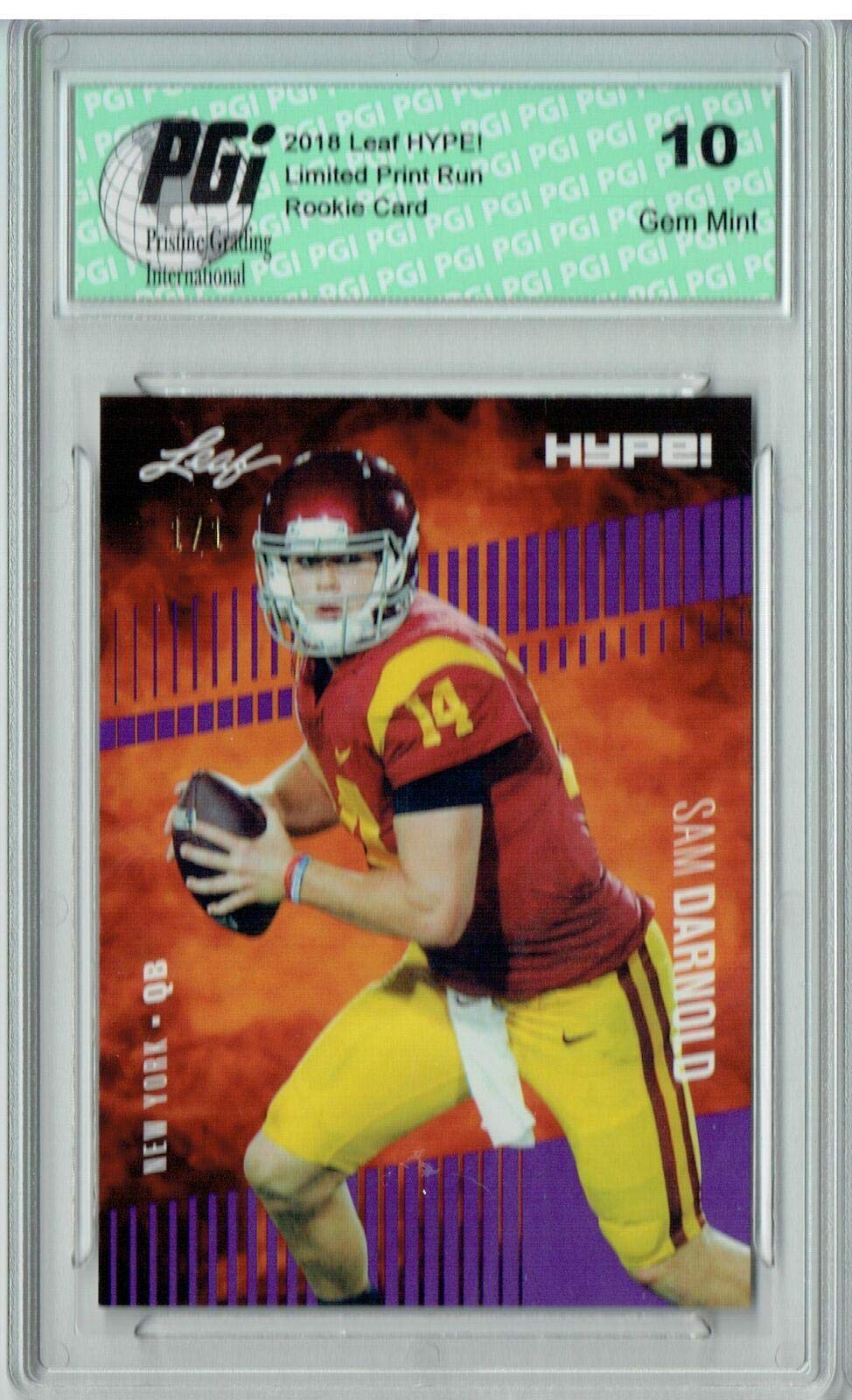 Sam Darnold 2018 Leaf HYPE! #4 Blank Back 1 of 1 Rookie Card PGI 10 - Leaf Football Cards