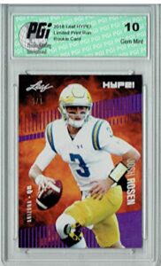 josh rosen 2018 leaf hype! #6 blank back 1 of 1 rookie card pgi 10 - leaf football cards