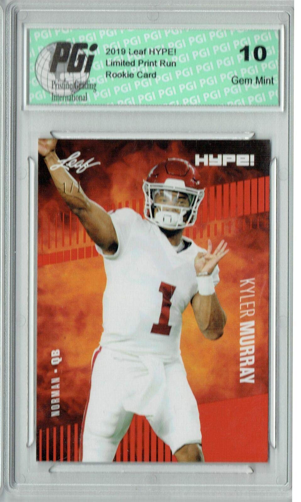 Kyler Murray 2019 Leaf HYPE! #22 Orange Blank Back 1 of 1 Rookie Card PGI 10 - Unsigned College Cards