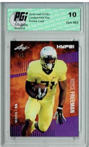 royce freeman 2018 leaf hype! #21 blank back 1 of 1 rookie card pgi 10 - leaf football cards