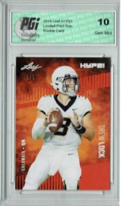 drew lock 2019 leaf hype! #19 orange blank back 1 of 1 rookie card pgi 10 - unsigned college cards