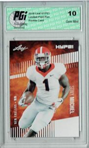 sony michel 2018 leaf hype! #7a - 10) rookie card lot, all graded pgi 10 - football slabbed rookie cards