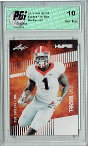 Sony Michel 2018 Leaf HYPE! #7A - 10) Rookie Card Lot, All Graded PGI 10 - Football Slabbed Rookie Cards