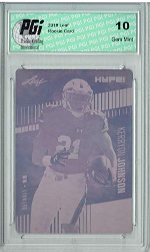 Kerryon Johnson 2018 Leaf HYPE! #14 Rare Magenta Plate 1 of 1 Rookie Card PGI 10 - Leaf Football Cards