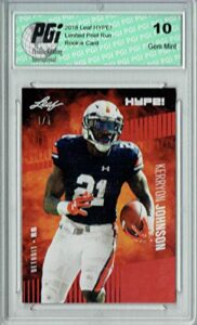 kerryon johnson 2018 leaf hype! #14 the #1 of 5 rookie card pgi 10 - leaf football cards