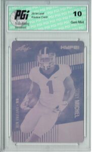 sony michel 2018 leaf hype! #7a rare magenta plate 1 of 1 rookie card pgi 10 - football slabbed rookie cards