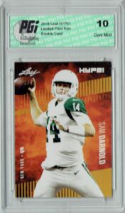 sam darnold 2018 leaf hype! #4a the #1 of 25 rookie card pgi 10 - leaf football cards