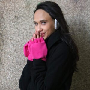 Multi Mitt Fingerless Gloves With Adjustable Top & Cell Phone Pocket (Jet Black)