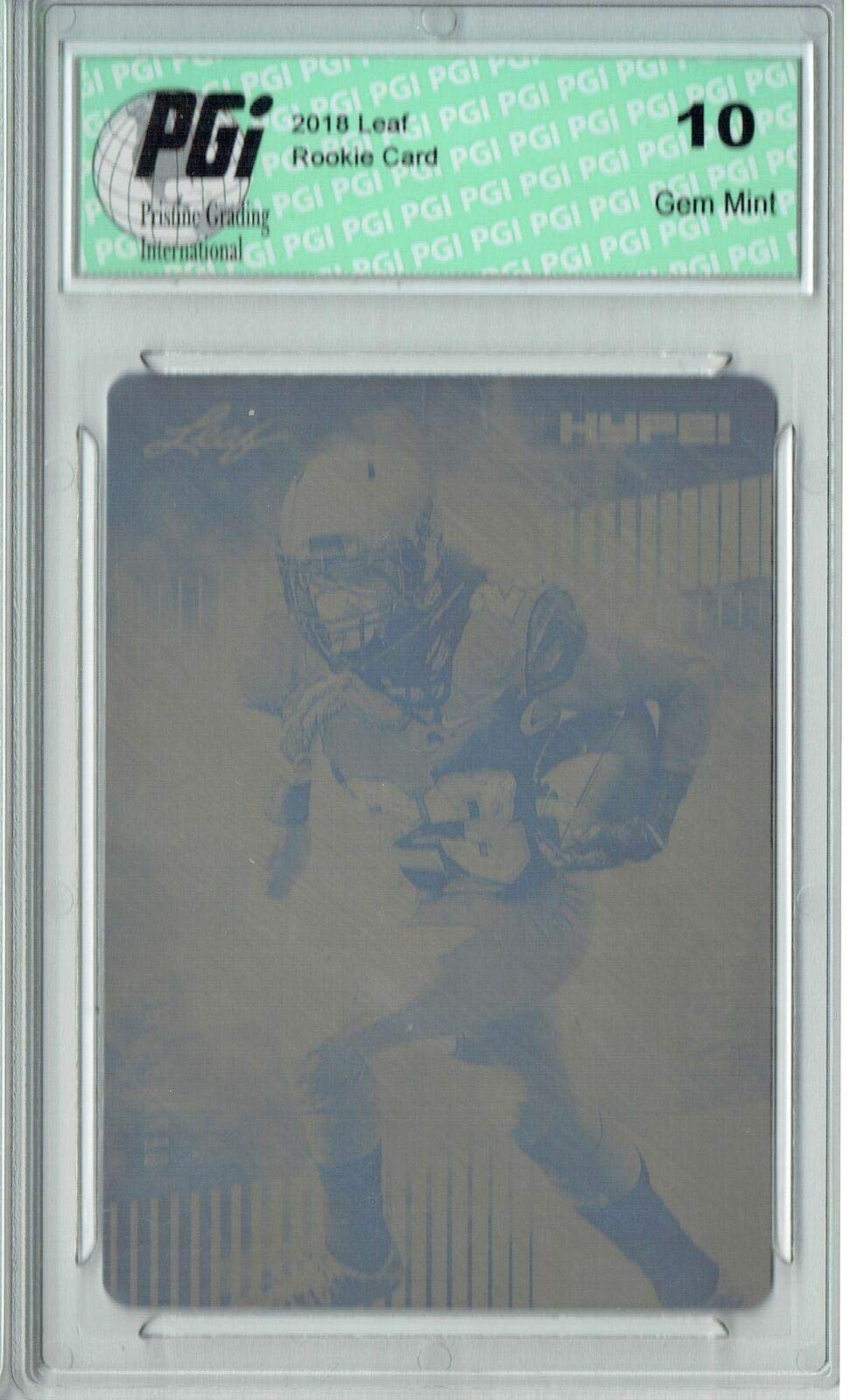 Phillip Lindsay 2018 Leaf HYPE! #12 Rare Plate 1 of 1 Rookie Card PGI 10 - Football Slabbed Rookie Cards