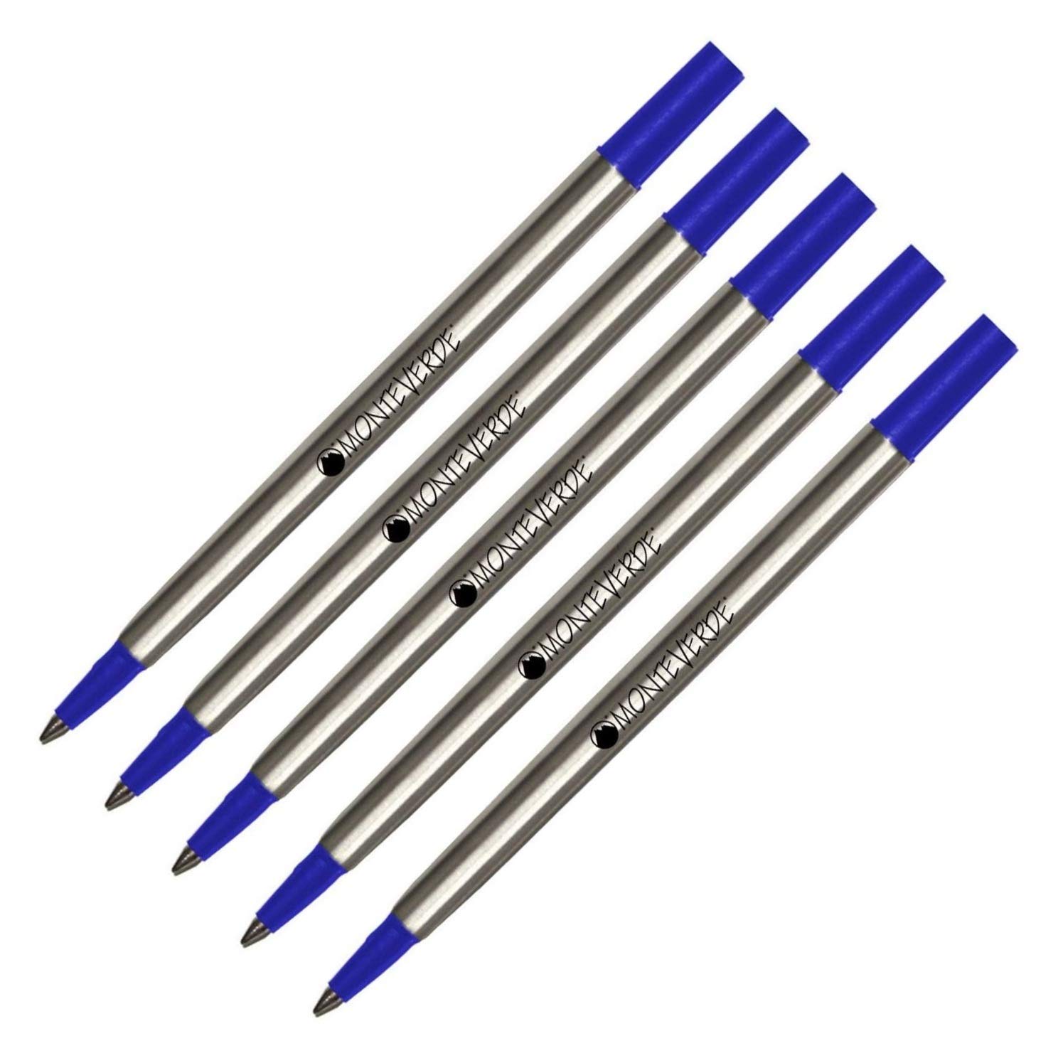 5 Pack, Monteverde Rollerball Refill Compatible with Parker Rollerball Pens, Fine Point (Bulk Packed) (Dark Blue)