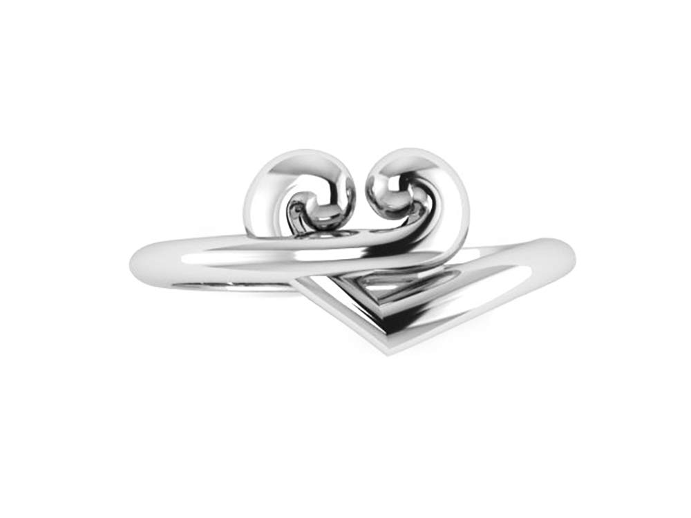 CloseoutWarehouse 925 Sterling Silver Victorian Swirl Heart Ring Size 7