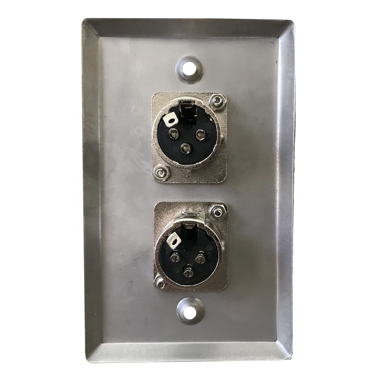 DIYTECH XLR Wall Plate, XLR Plugs and Plates, includes One Dual 3-pin XLR Female Wall Plate and One Dual 3-pin XLR Male Wall Plate, XLR Passthrough - Stainless Steel