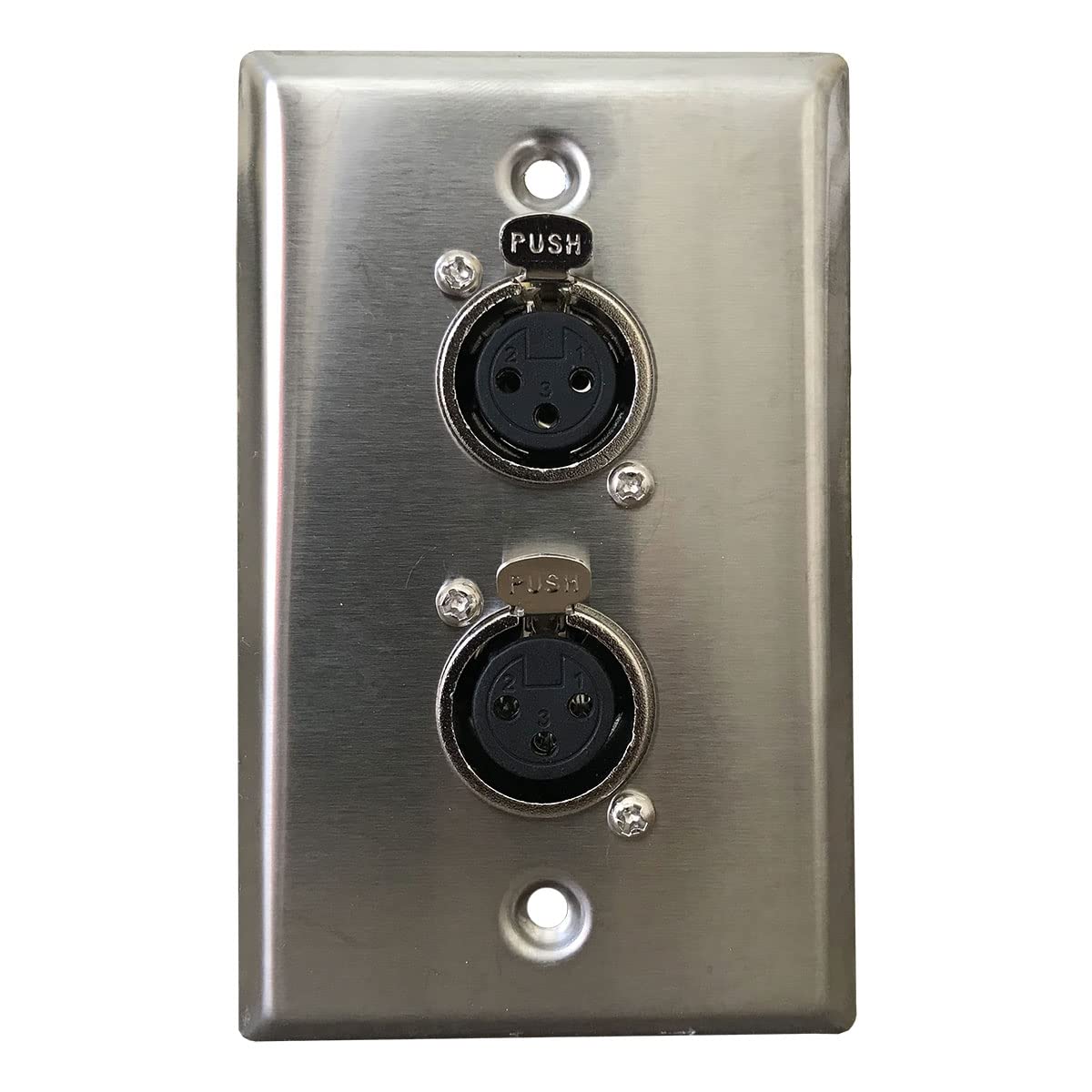 DIYTECH XLR Wall Plate, XLR Plugs and Plates, includes One Dual 3-pin XLR Female Wall Plate and One Dual 3-pin XLR Male Wall Plate, XLR Passthrough - Stainless Steel