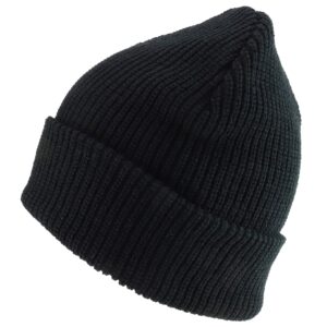 trendy apparel shop oversized big size plain ribbed knit cuff long beanie hat - black - 2xl