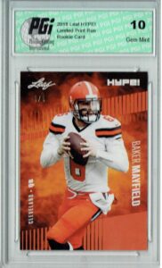 baker mayfield 2018 leaf hype! #3a orange blank back 1 of 1 rookie card pgi 10 - leaf football cards