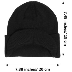 SATINIOR Men's Knit Cap with Brim Beanie Hat Warm Thick Hat for Outdoor (Black, Dark Gray, 2)