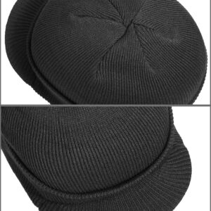 SATINIOR Men's Knit Cap with Brim Beanie Hat Warm Thick Hat for Outdoor (Black, Dark Gray, 2)