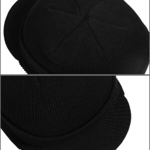 SATINIOR Men's Knit Cap with Brim Beanie Hat Warm Thick Hat for Outdoor (Black, Dark Gray, 2)