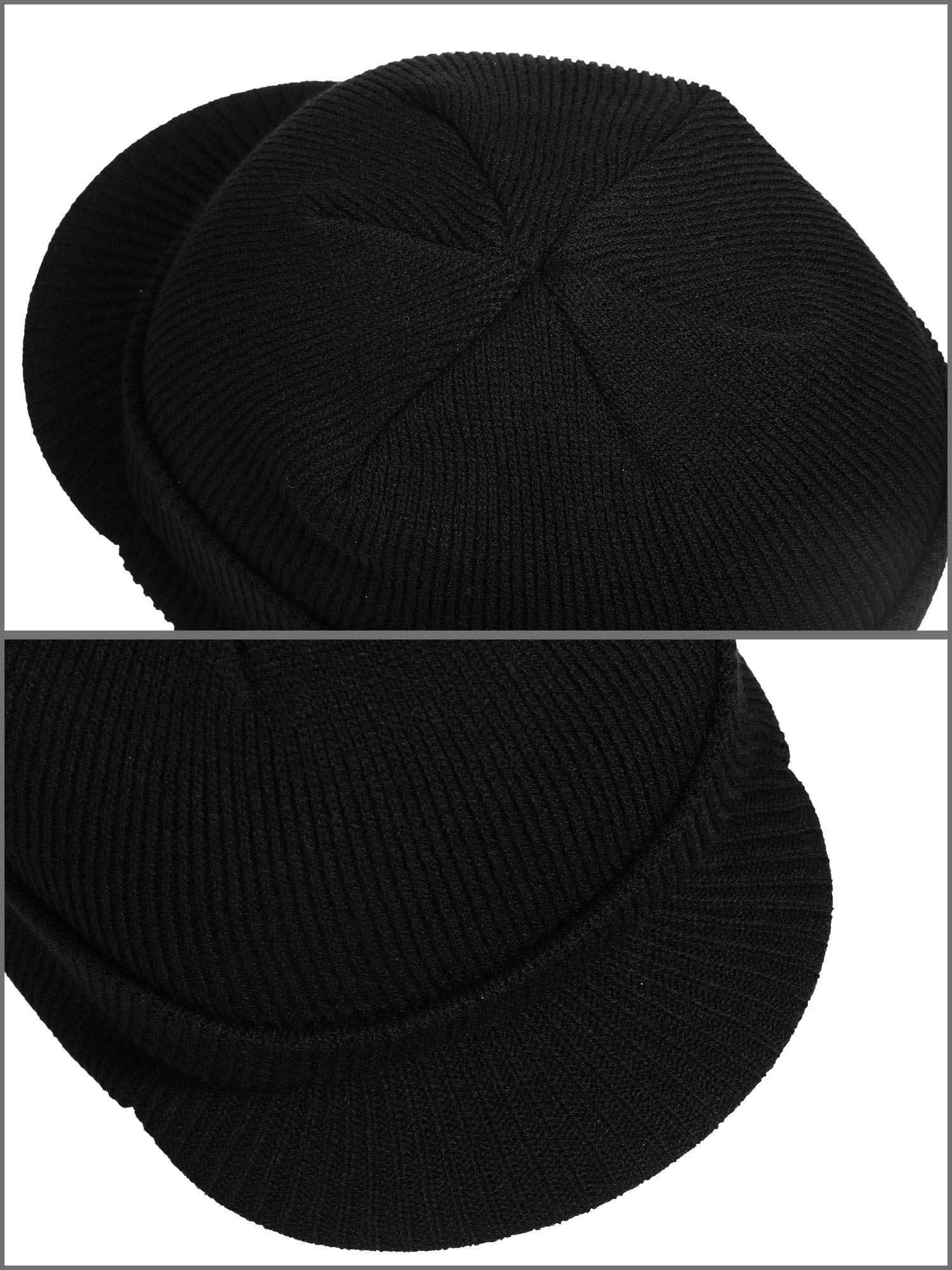 SATINIOR Men's Knit Cap with Brim Beanie Hat Warm Thick Hat for Outdoor (Black, Dark Gray, 2)