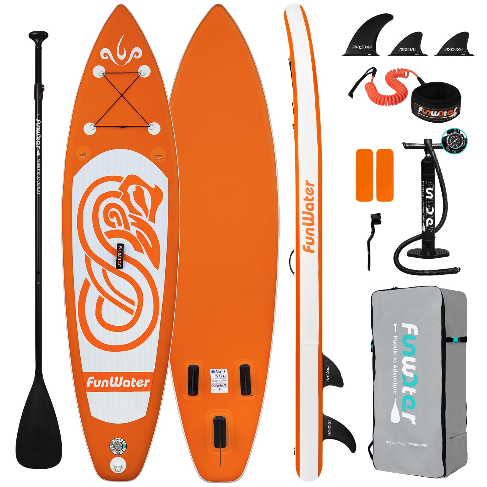 FunWater SUP Inflatable Stand Up Paddle Board 10'x31''x6'' Ultra-Light Inflatable Paddleboard with ISUP Accessories,Fins,Adjustable Paddle, Pump,Backpack, Leash, Waterproof Phone Bag,Kayak Seat