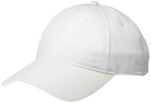 lacoste mens sport solid taffeta side croc hat, white, one size