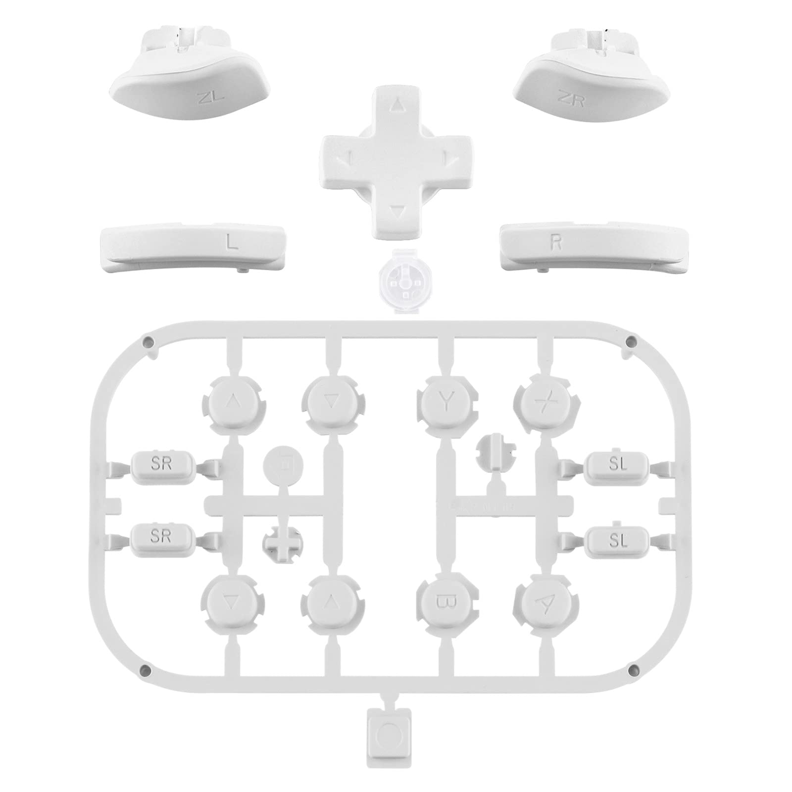 White D-pad ABXY Keys SR SL L R ZR ZL Trigger Buttons Springs, Replacement Full Set Buttons Fix Kits for Nintendo Switch & Switch OLED Joycon (D-pad ONLY Fits for eXtremeRate Joycon D-pad Shell)