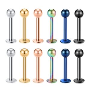 peaklink 16g ball stud labret ring lip piercing 6mm cartilage tragus helix straight barbell labret jewelery medusa piercing