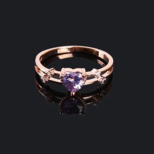 Essencedelight Heart-Shaped Artificial Zircon Ring Elegant Lady Stacking Ring for Bride Engagement Wedding,Photo Color