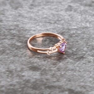 Essencedelight Heart-Shaped Artificial Zircon Ring Elegant Lady Stacking Ring for Bride Engagement Wedding,Photo Color