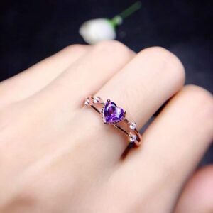 Essencedelight Heart-Shaped Artificial Zircon Ring Elegant Lady Stacking Ring for Bride Engagement Wedding,Photo Color