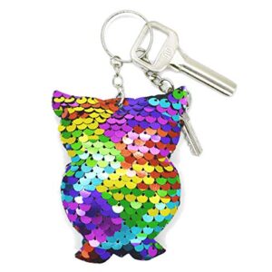 TTSAM 20 Pieces Reversible Mermaid Sequin Keychain Glitter Flip Sequin Keychains Animal Shape Sequin Key Chains Valentine's Day Gift Party Events Gift Birthday Party Supplies (20 Styles)