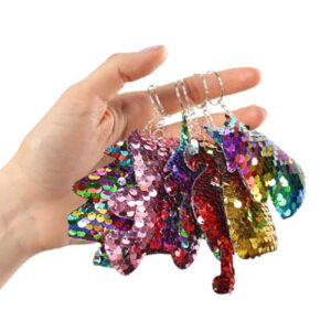 TTSAM 20 Pieces Reversible Mermaid Sequin Keychain Glitter Flip Sequin Keychains Animal Shape Sequin Key Chains Valentine's Day Gift Party Events Gift Birthday Party Supplies (20 Styles)