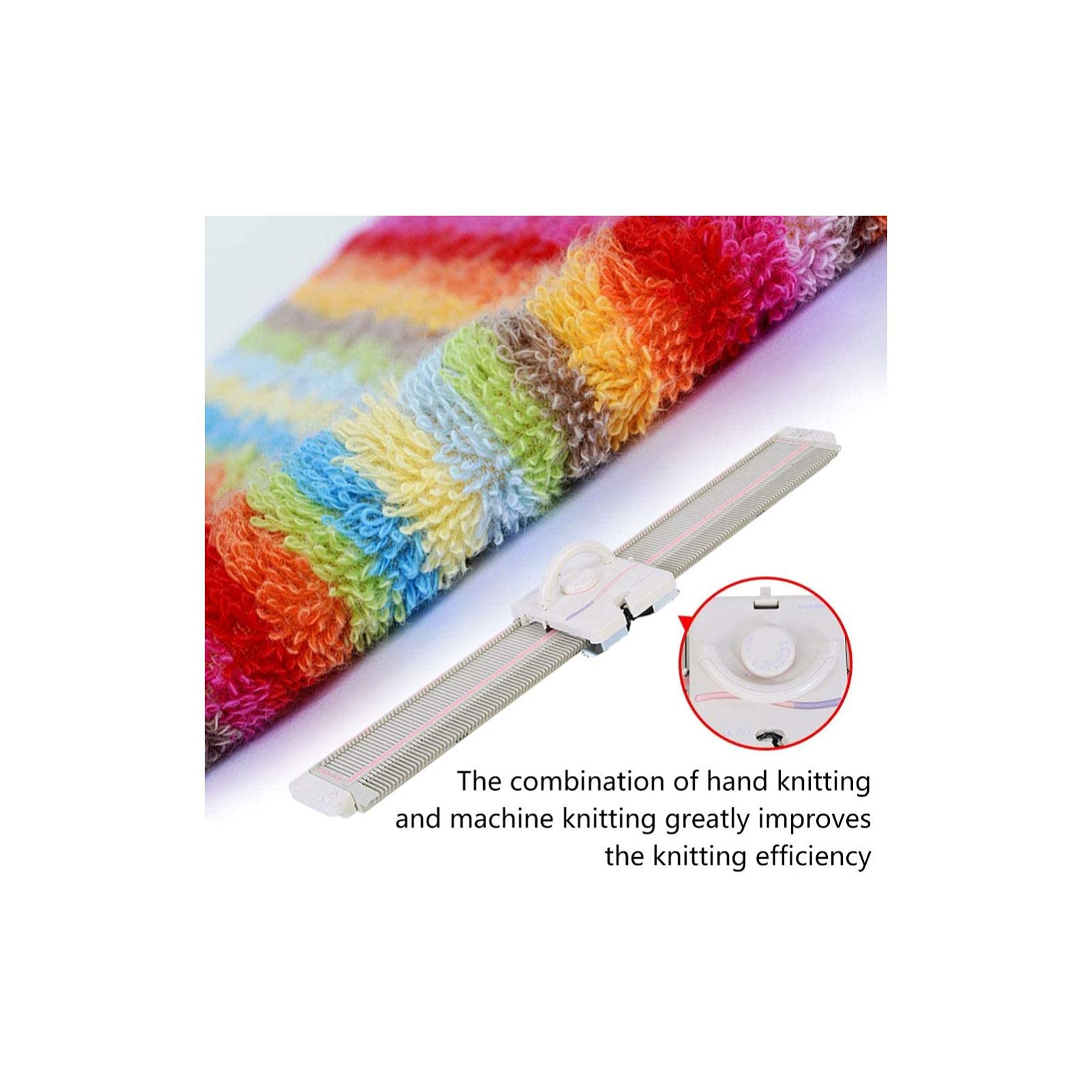 Knitting Machine, LK150 6.5mm Mid Gauge 150 Stitches Portable Plastic Domestic Smart Weaving Set with Accessories for Sock Hat Scarf, Hand Sweater Knitting Machine Kit for Kids