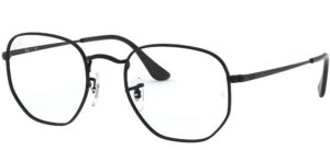 ray-ban rx6448 hexagonal prescription eyeglass frames, black/demo lens, 54 mm