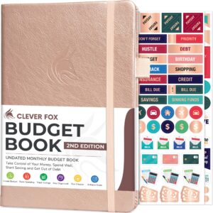 clever fox budget book 2.0 – simple budgeting planner for beginners – financial notebook with money spending, debt & bill tracker (rose gold)