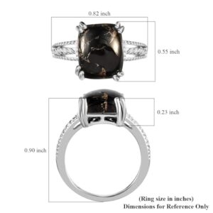 SHOP LC 925 Sterling Silver Black Solitaire Ring for Women Jewelry Karelian Shungite Size 7 Birthday Gifts for Women