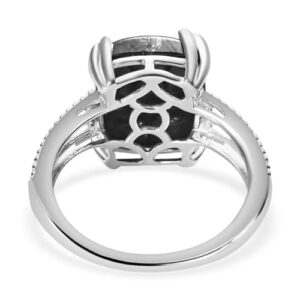 SHOP LC 925 Sterling Silver Black Solitaire Ring for Women Jewelry Karelian Shungite Size 7 Birthday Gifts for Women