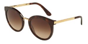 dolce & gabbana dg4268 502/13 52m havana/brown gradient round sunglasses for women+ bundle with designer iwear eyewear kit