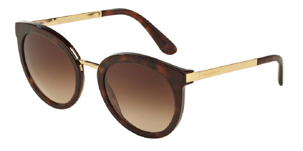 Dolce & Gabbana DG4268 502/13 52M Havana/Brown Gradient Round Sunglasses For Women+ BUNDLE with Designer iWear Eyewear Kit