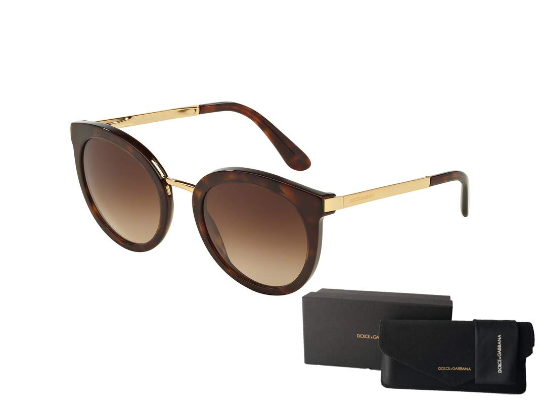 Dolce & Gabbana DG4268 502/13 52M Havana/Brown Gradient Round Sunglasses For Women+ BUNDLE with Designer iWear Eyewear Kit