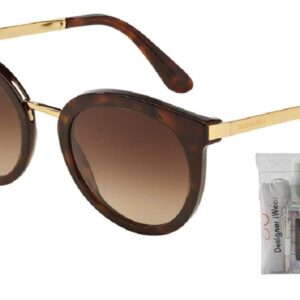 Dolce & Gabbana DG4268 502/13 52M Havana/Brown Gradient Round Sunglasses For Women+ BUNDLE with Designer iWear Eyewear Kit