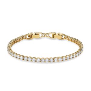 swarovski crystal deluxe white round gold-tone tennis bracelet